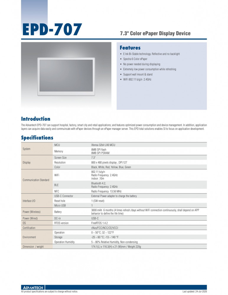 EPD-707 technical document page 1