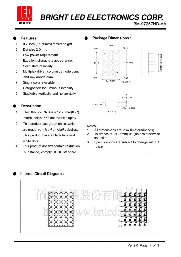 BM-07257ND datasheet page 1
