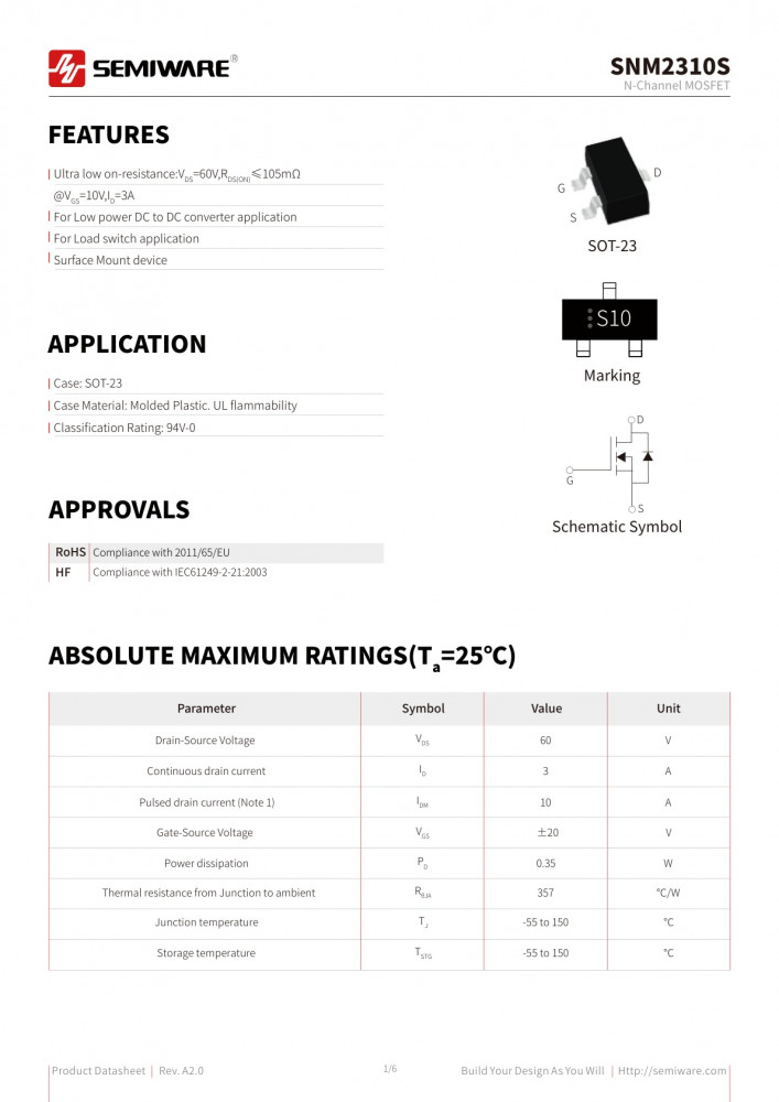 SNM2310S technical document, page 1