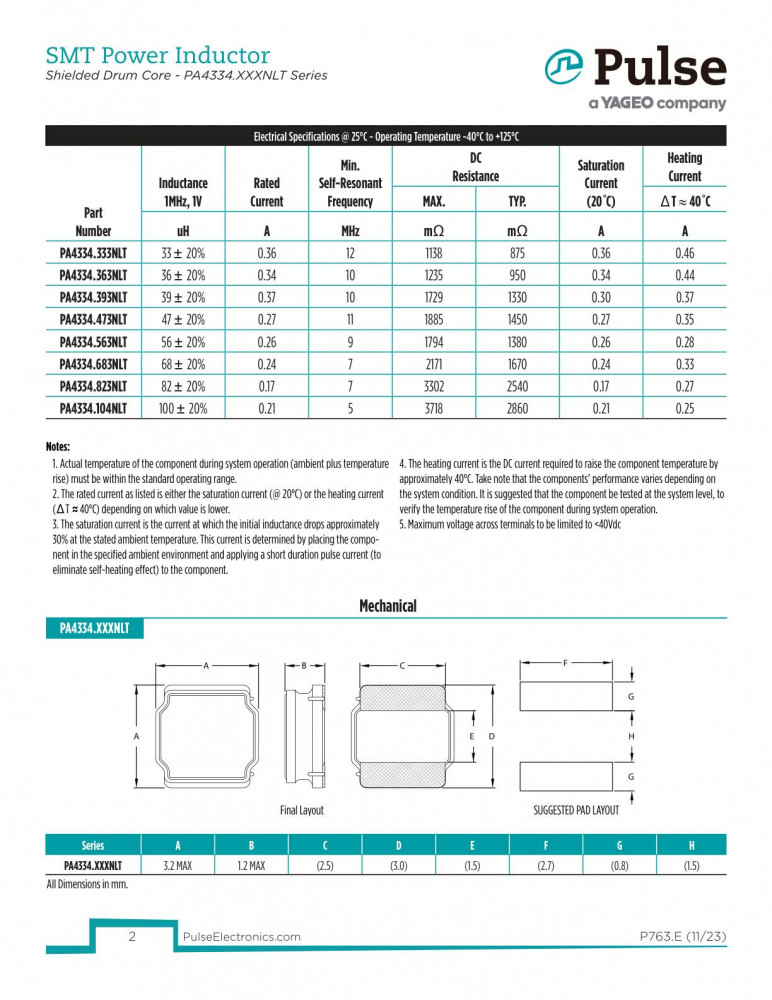 PA4334 series datasheet page 2