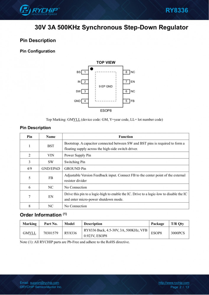 RY8336 datasheet page 2