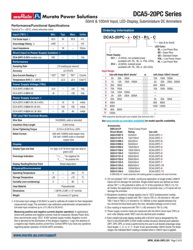 DCA5-20PC technical document page 2