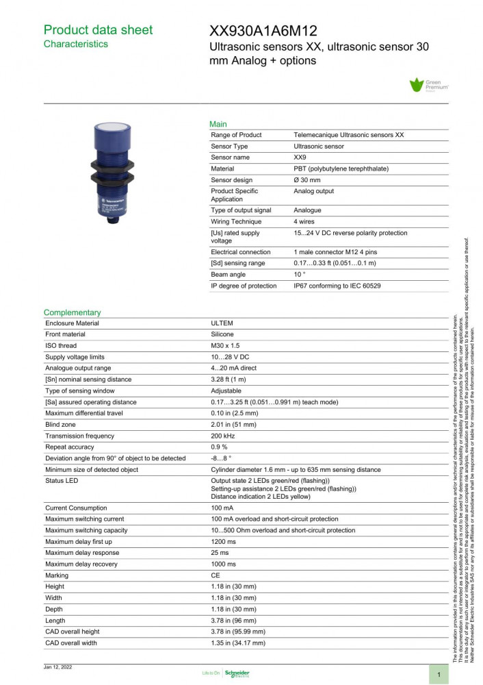 XX930A1A6M12 technical document page 1