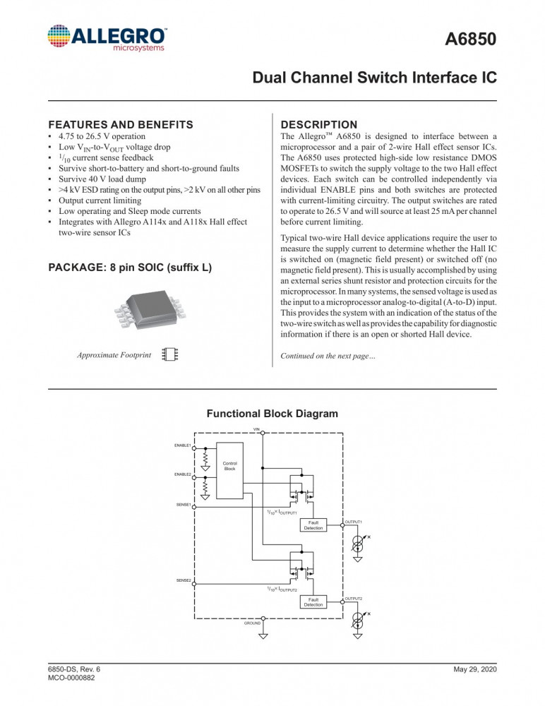A6850 datasheet page 1