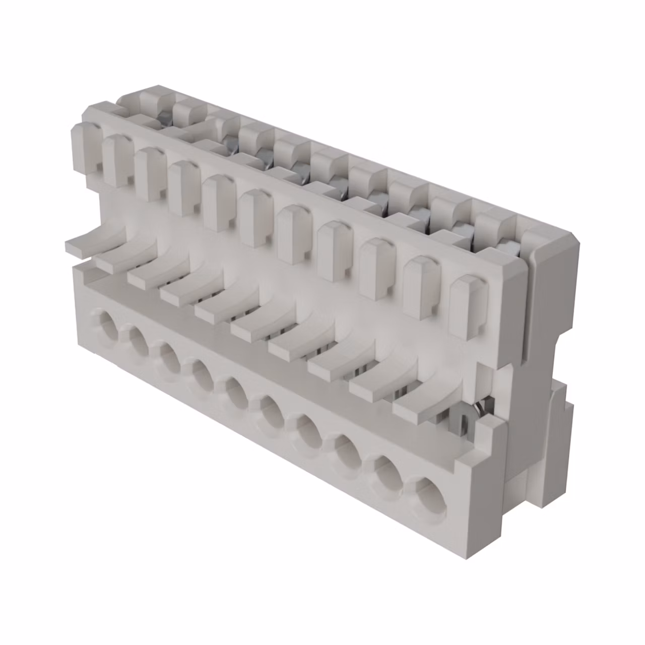Appli-Mate RAST 2.5 IDT Housing, 2.50mm Pitch, Female, 10 Circuits, Beaded Terminal, All Position Keys, Slotted Endwalls, Polarizing Rib Between Circuits 2 & 3 for sale