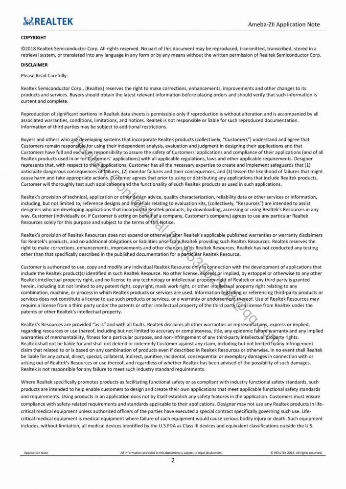 Ameba-ZII DEV manual page 2