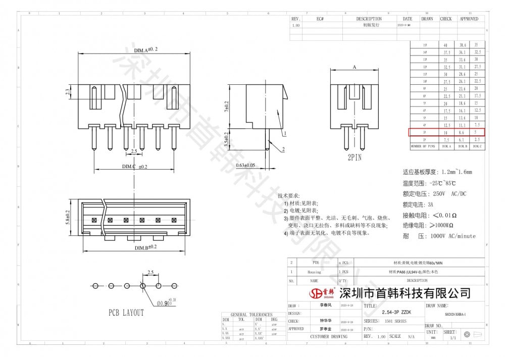 2.54-3P ZZDK specification page 1