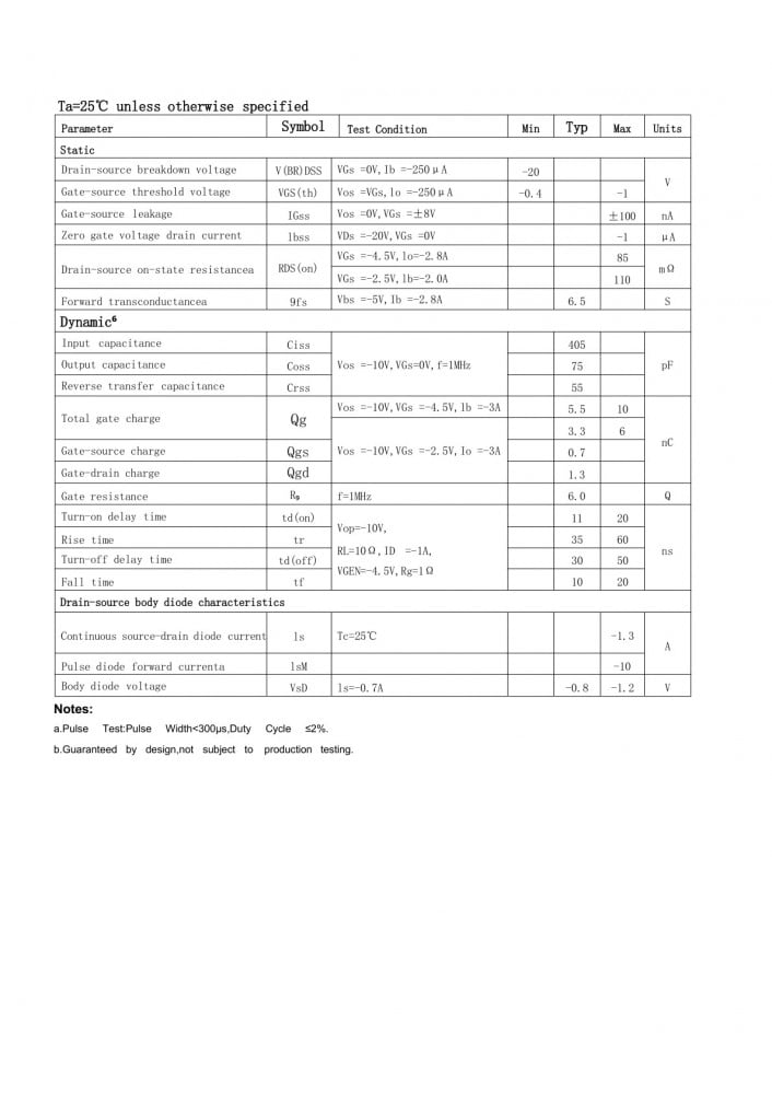 baocheng SI2301A datasheet page 2