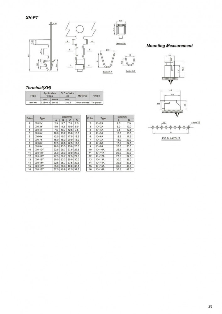 BOOMELE XH connector catalogue page 2