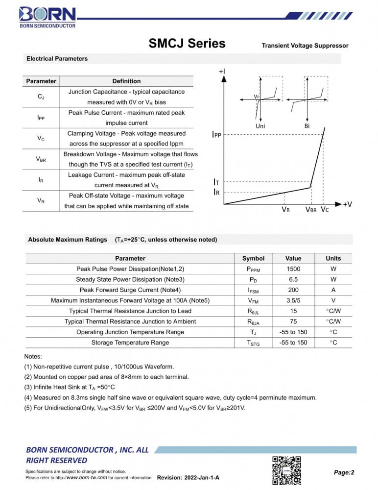 BORN SMCJ24A datasheet page 2