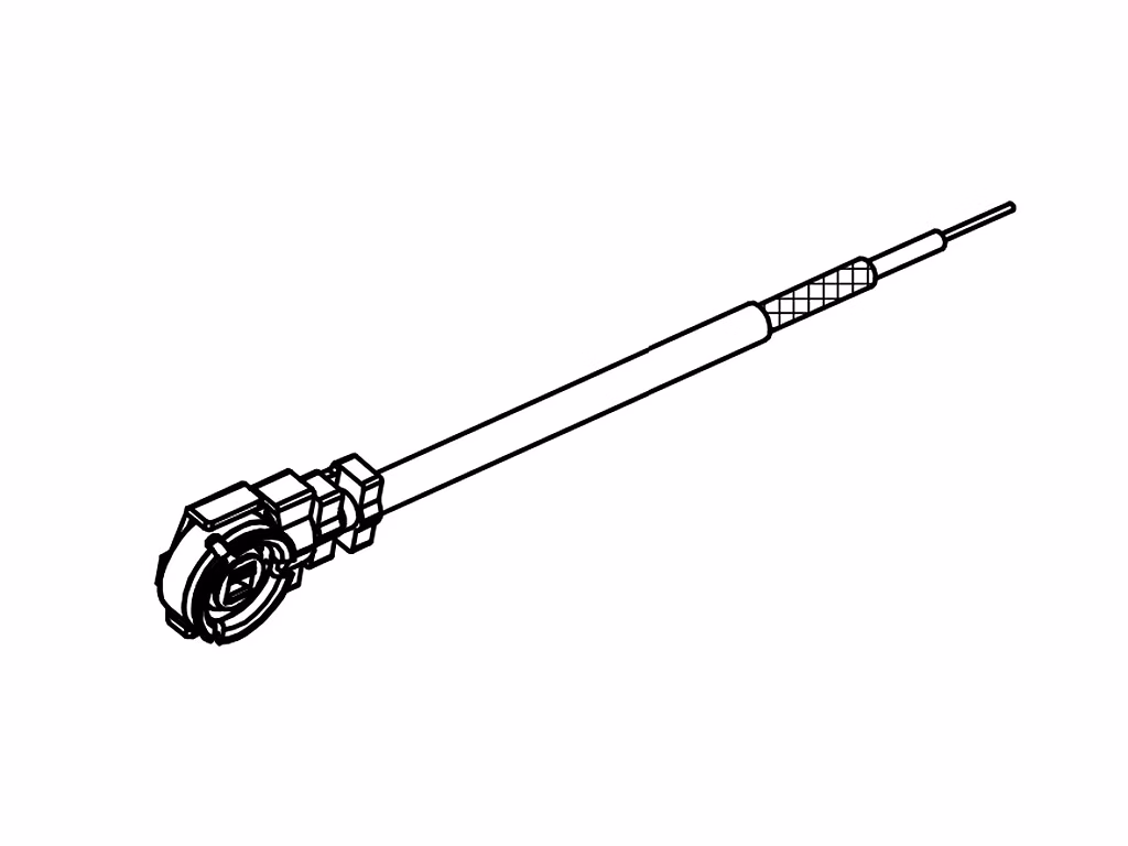 MCRF Right Ange Plug to MCRF Right-Angle Plug on 0.81mm Cable, 2145.00mm Length, H18, 50 Ohms