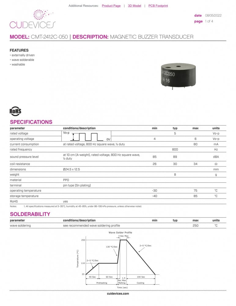 CMT-2412C-050 datasheet page 1