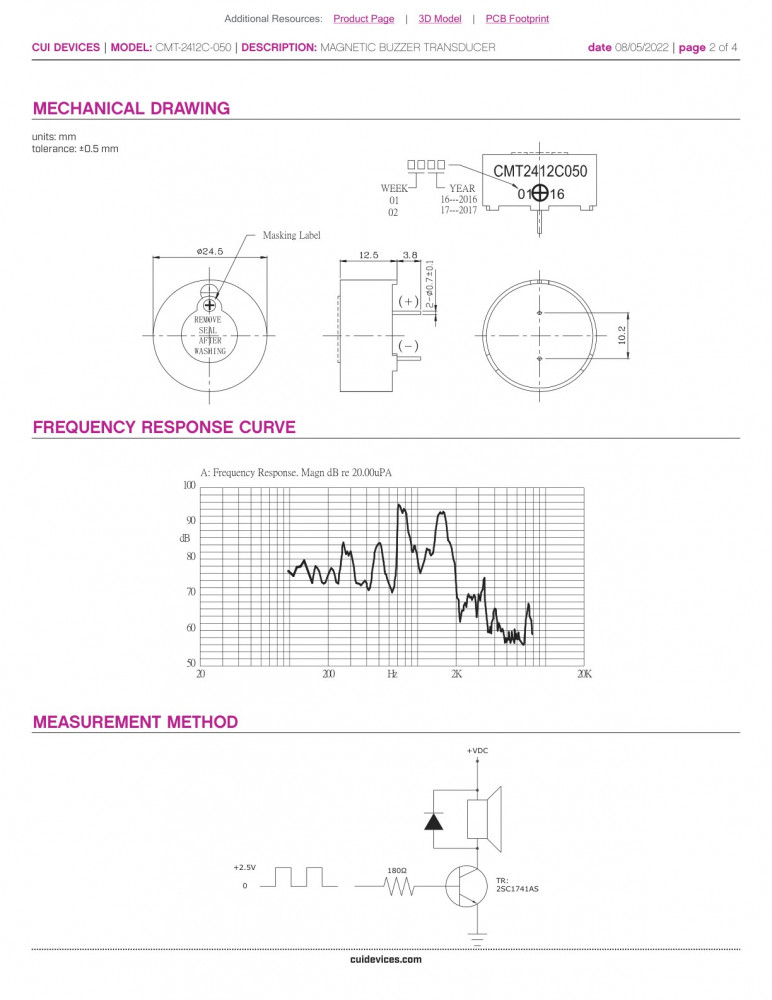 CMT-2412C-050 datasheet page 2