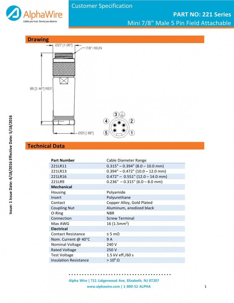 221LR11 NC032 product drawing
