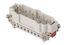 Heavy-Duty Screw Terminal Insert, Male, 8-Pole, 16A, Silver (Ag) Plated Contacts, Numbered 17-32, with Wire Protection, Size 32B «77x62»