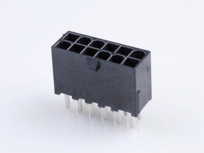 Slim-Grid Header, 12 Circuits, Through Hole, Vertical, Shrouded, 0.38µm Gold (Au) Plated, 2.40mm Tail Length, Tube, Lead-Free