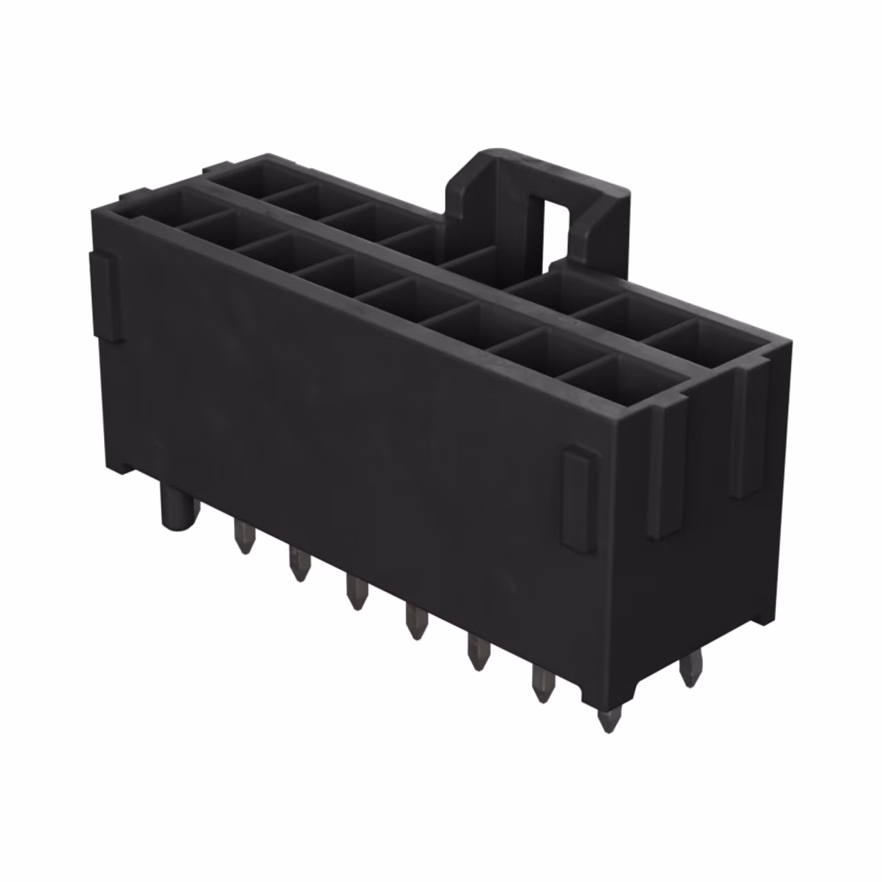 Ultra-Fit Vertical Header, 3.50mm Pitch, Dual Row, 16 Circuits, with Kinked Pins, Tin (Sn) Plating, Black, Glow-Wire Capable, Tray for sale