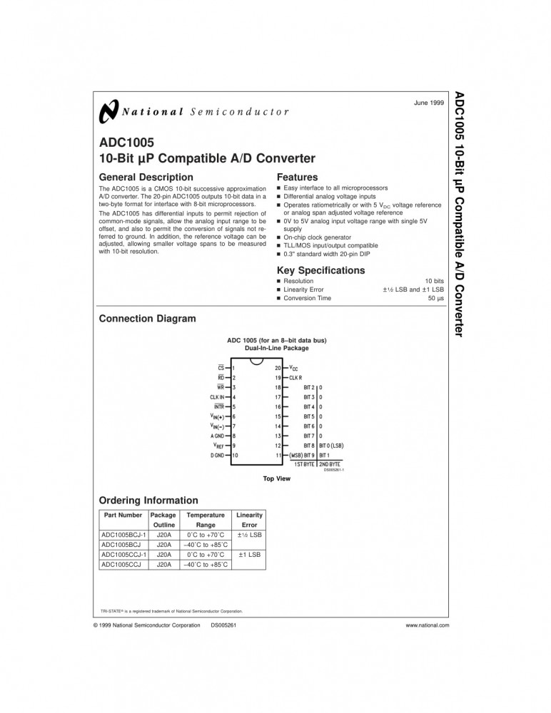 ADC1005CCJ datasheet page 1