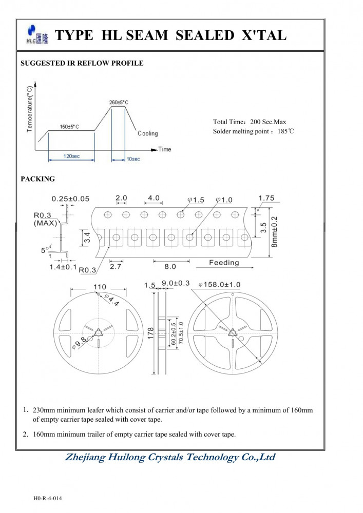 HL25000391 reflow profile and packing