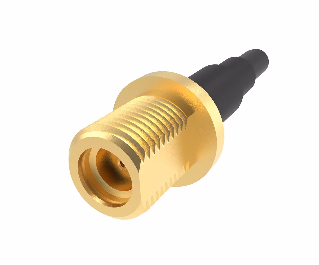 MMCX Jack, Straight, Crimp, 1.13mm Cable, Brass Body, Black Zinc (Zn) Plated, 200 Pieces Per Bag, 50 Ohms