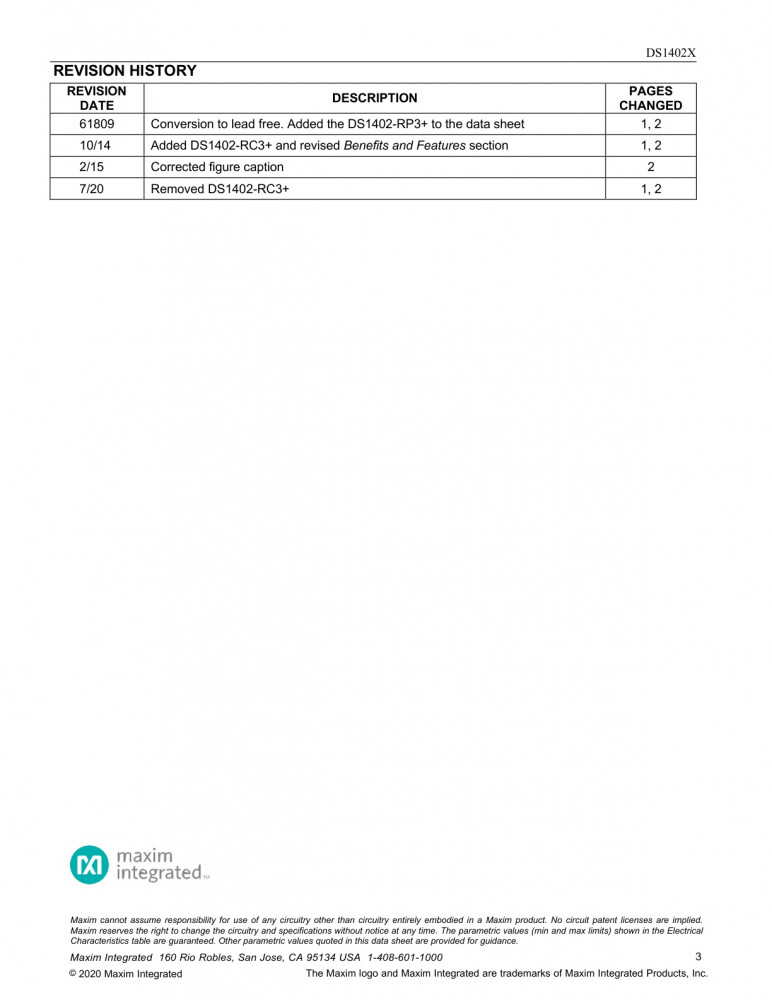 DS1402 series datasheet page 3