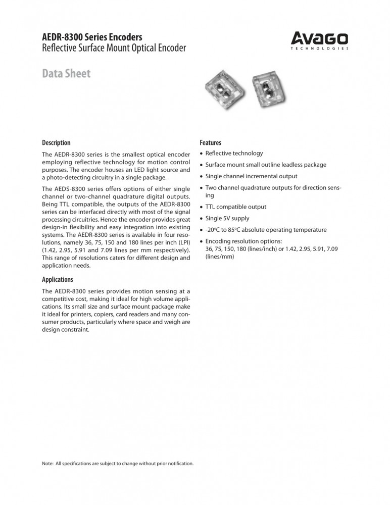 AEDR-8300 datasheet page 1