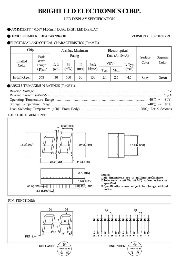BD-C54X2RK-001 technical document page 1