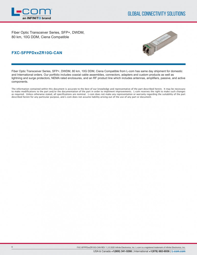FXC-SFPPD44ZR10G-CAN datasheet page 6