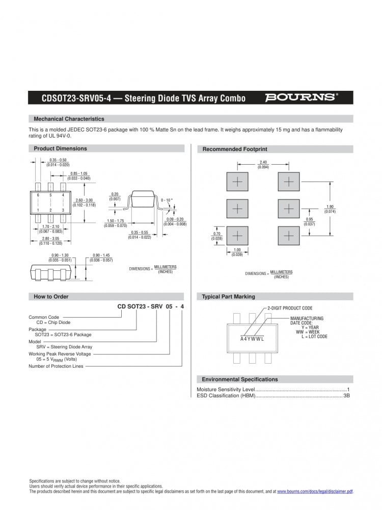 CDSOT23-SRV05-4 datasheet page 2