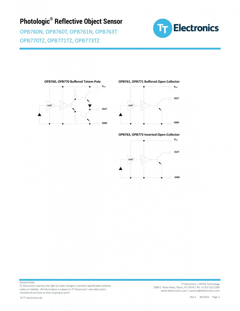 OPB761N datasheet page 2