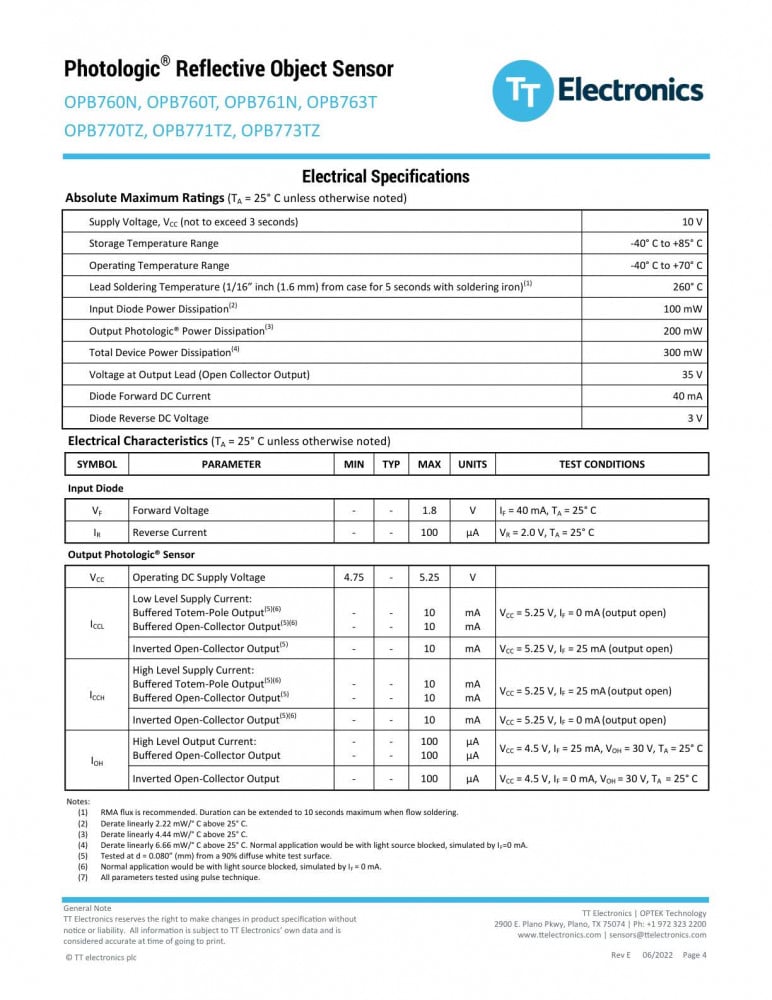 OPB761N datasheet page 4