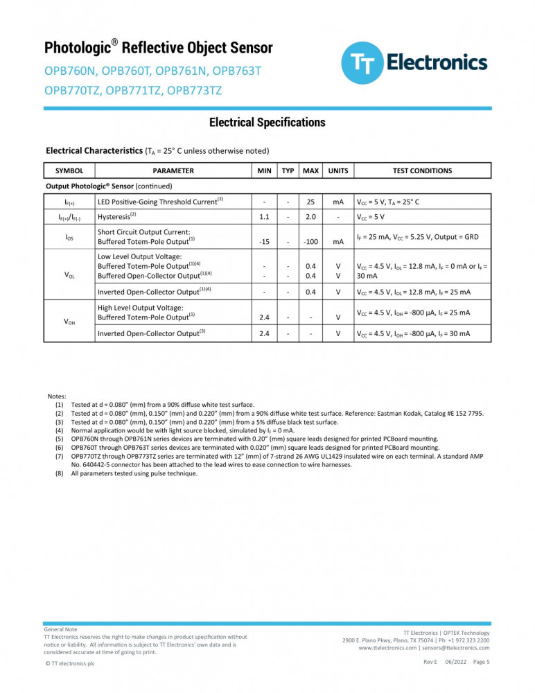 OPB761N datasheet page 5