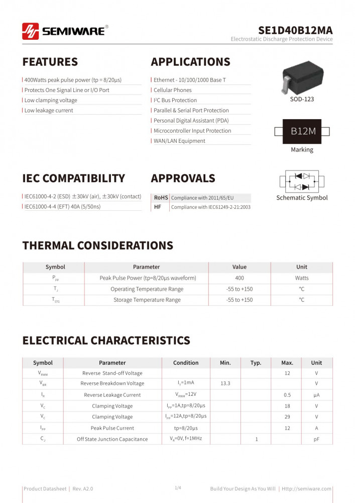 SE1D40B12MA datasheet page 1