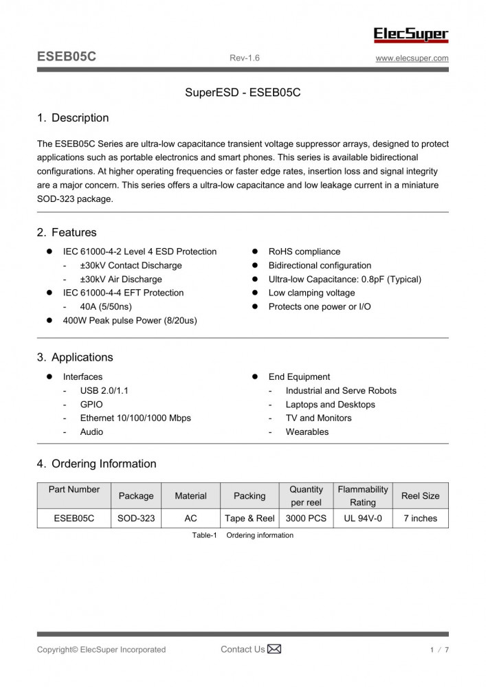 ESEB05C datasheet page 1
