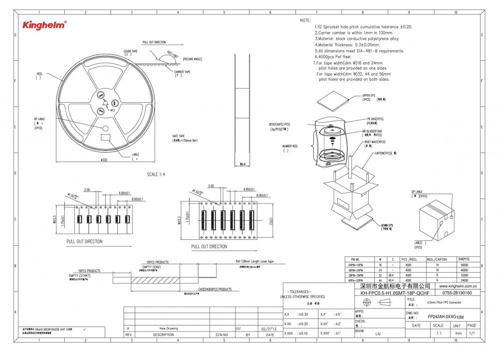 KH-FPC0.5-H1.0SMT-18P-QCHF drawing page 3