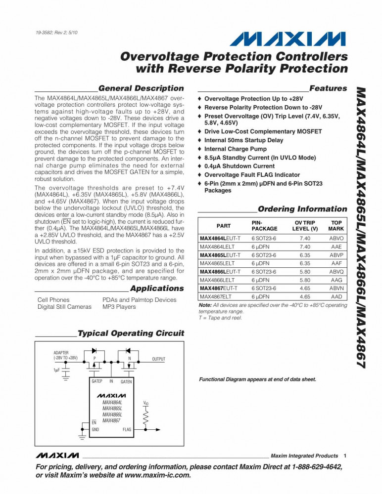MAX4866L datasheet page 1