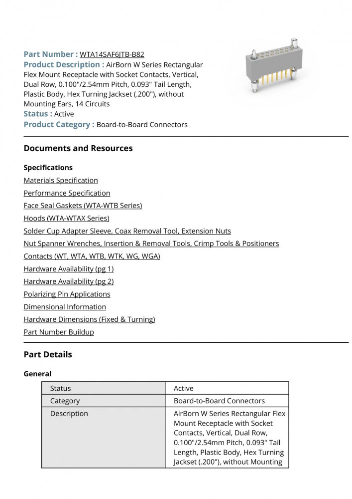 WTA14SAF6JTB-B82 technical document page 1