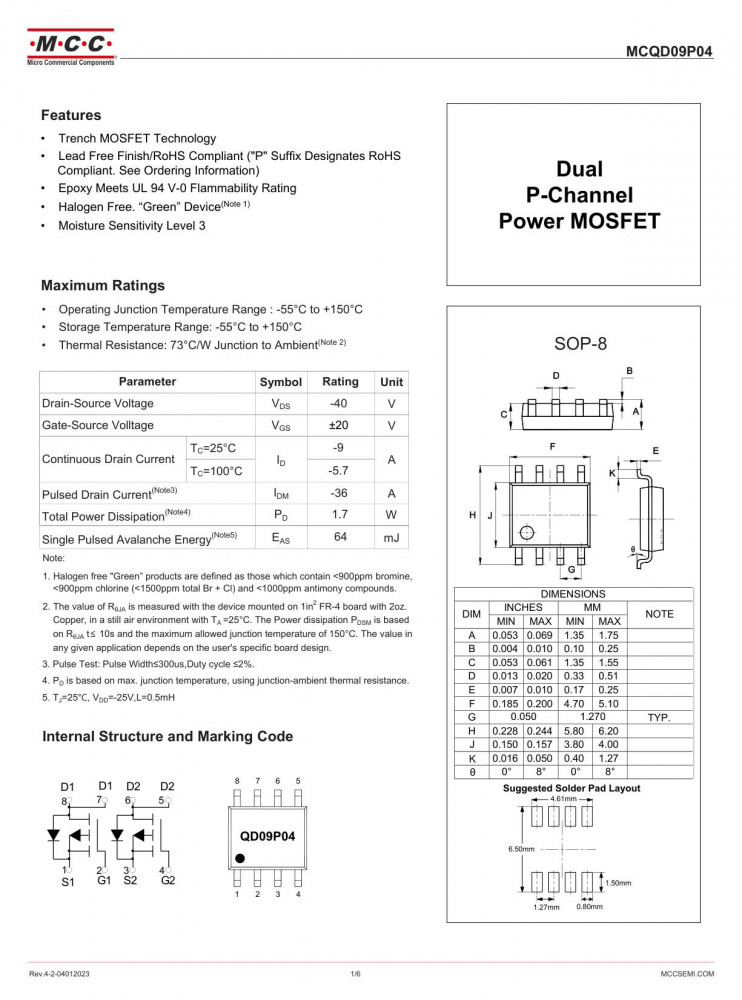 MCQD09P04-TP datasheet page 1