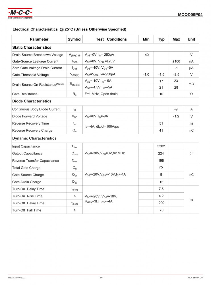 MCQD09P04-TP datasheet page 2