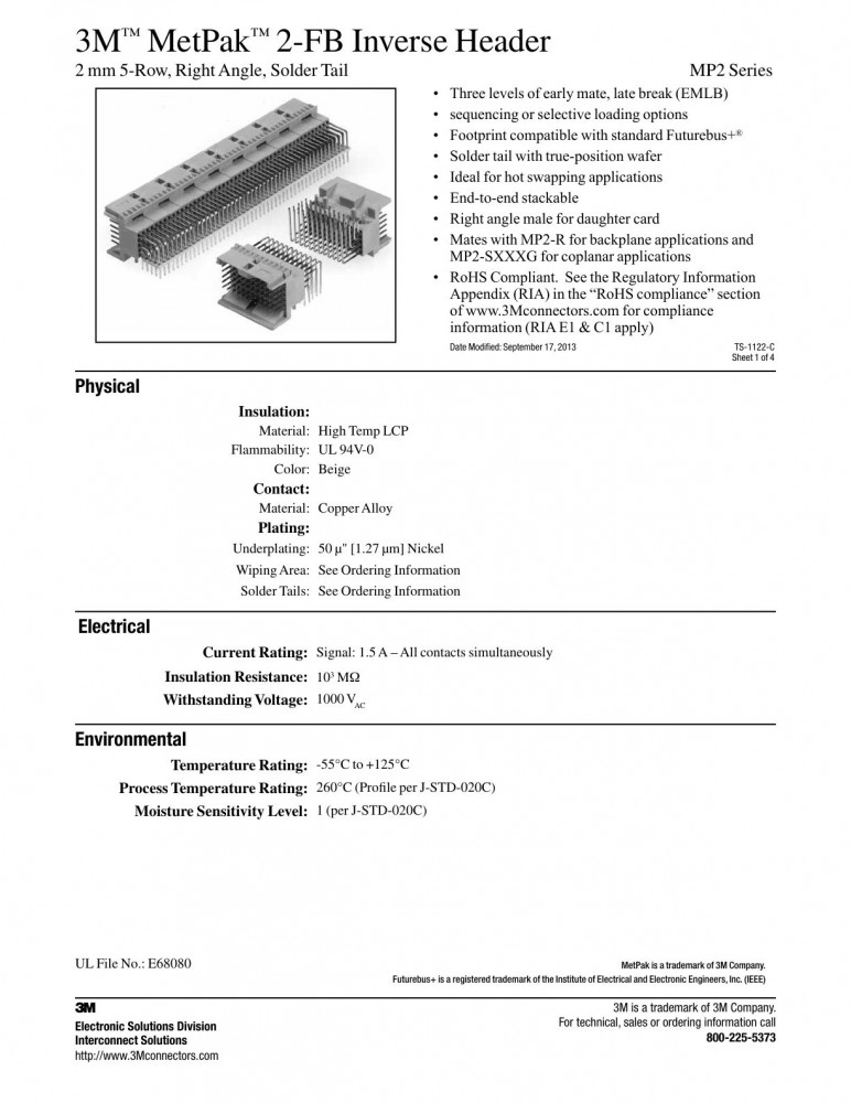 3M MetPak MP2 inverse header technical sheet page 1