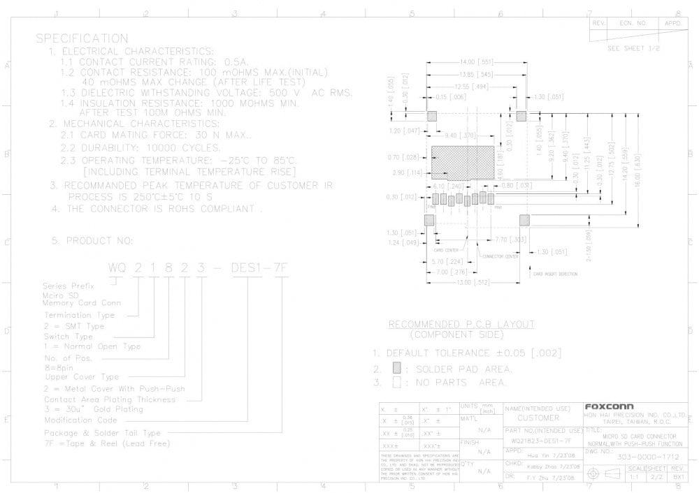 FOXCONN WQ21823-DES1-7F recommended PCB layout page 2