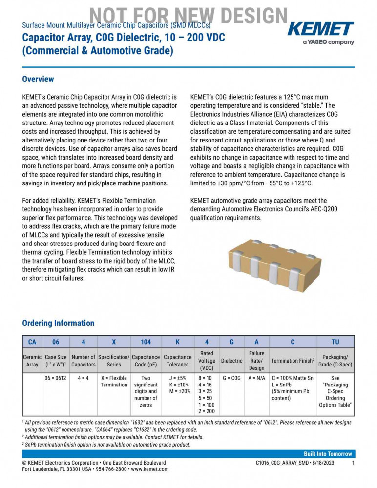 KEMET CA064X470K5GACTU datasheet page 1