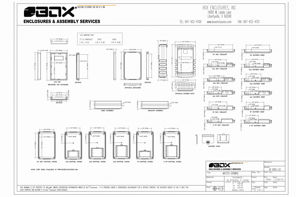 Box Enclosures 90 Series-LCD master drawing