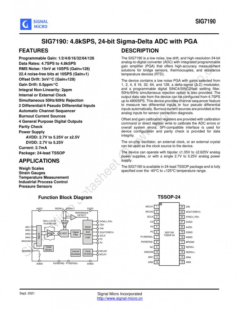 SIG7190 datasheet page 1