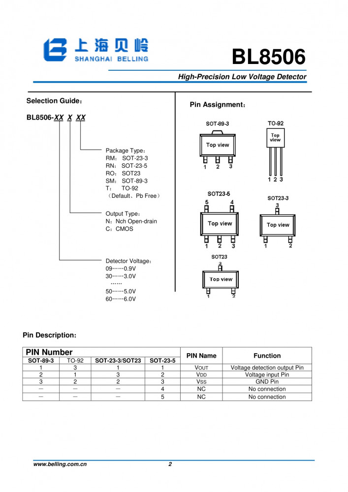 BL8506 datasheet page 2