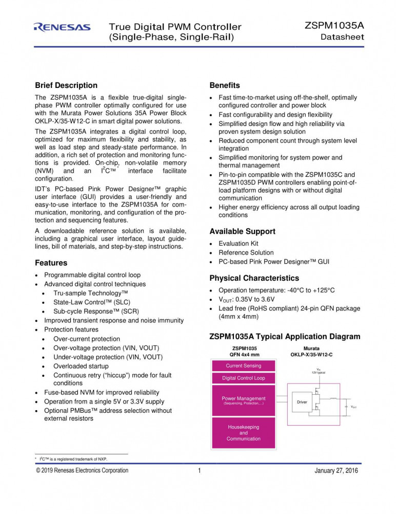 ZSPM1035A datasheet page 1