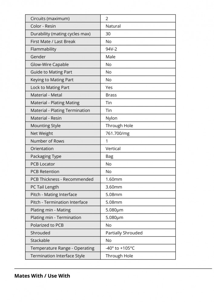 Connector specification document, page 3