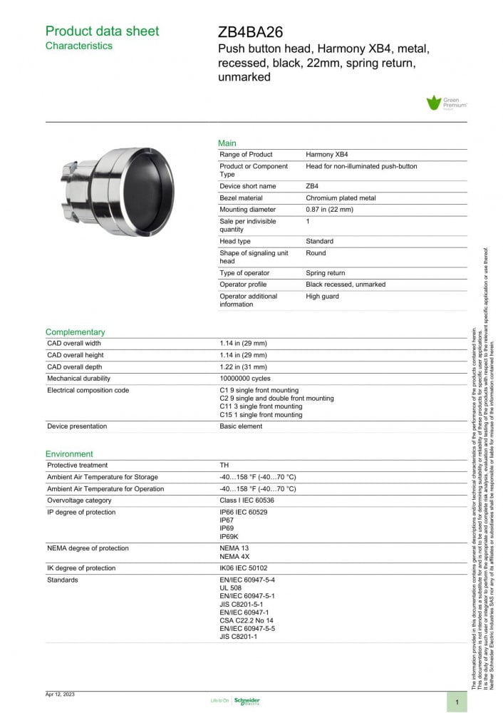 ZB4BA26 technical document page 1