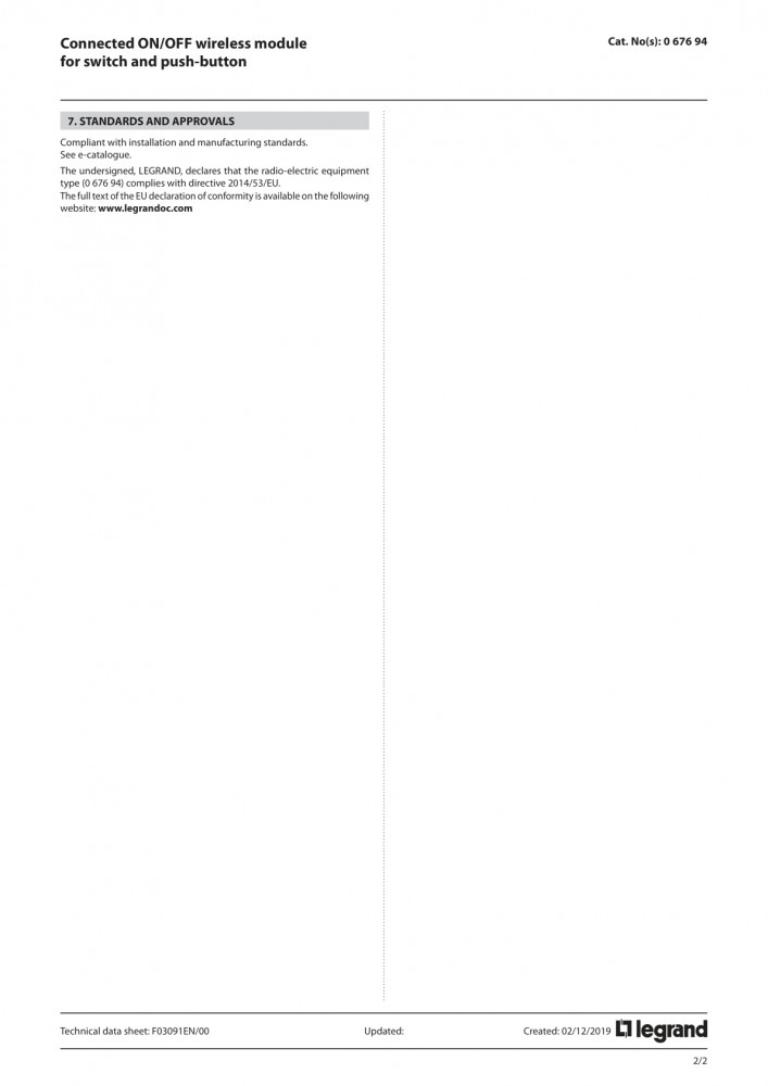 Product technical document, page 2