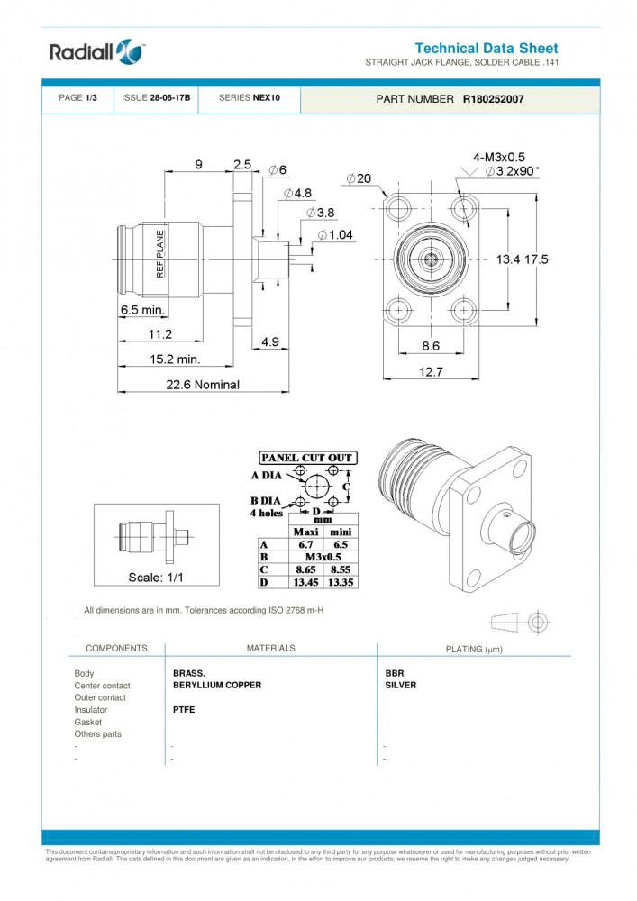 Radiall R180252007 NEX10 datasheet page 1